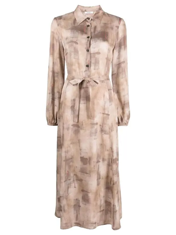 Peserico Belted Button-up Midi Dress - Neutrals