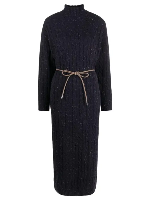 Peserico Roll-neck Tricot Midi Dress - Blue