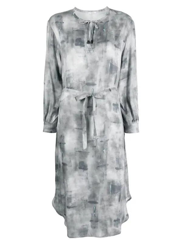 Peserico Abstract-print Midi Dress - Grey
