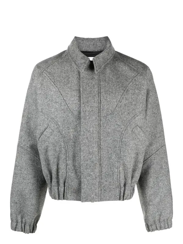 SAGE NATION Panelled Zipped Bomber Jacket - Grey