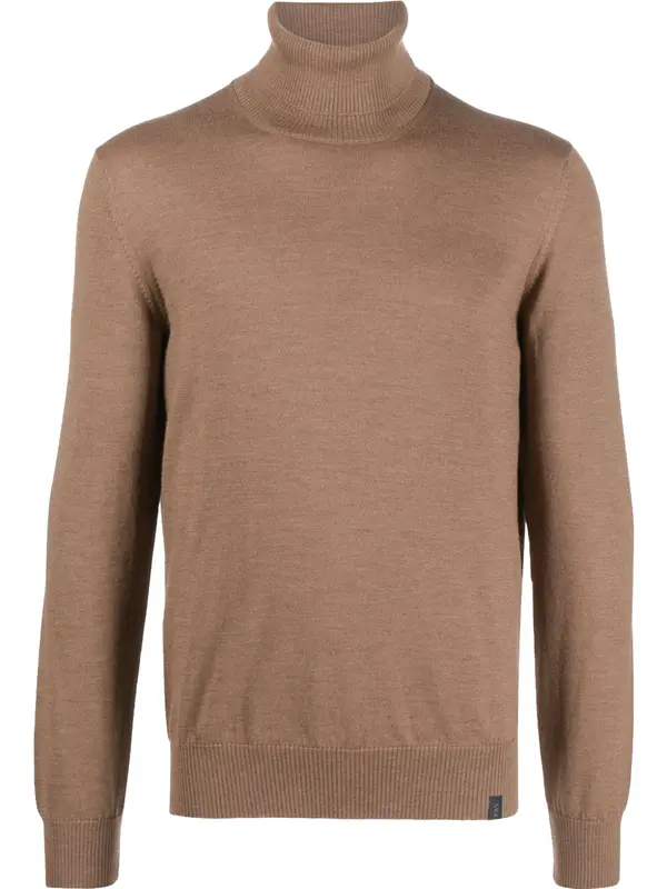 FAY Roll-neck Jumper - Brown