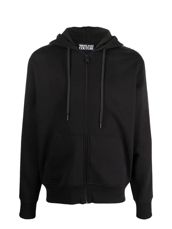 Versace Logo-tape Hooded Jacket - Black