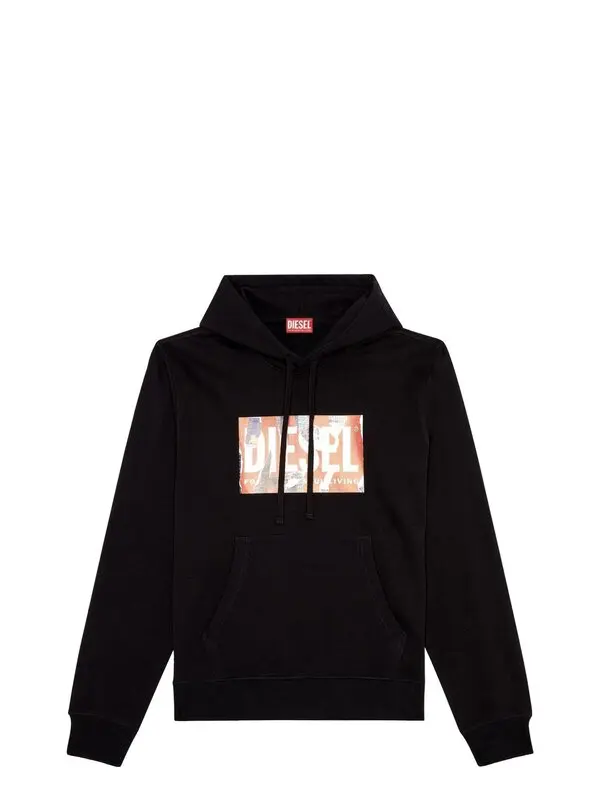 DIESEL S-ginn-hood-l4 Logo-print Hoodie - Black