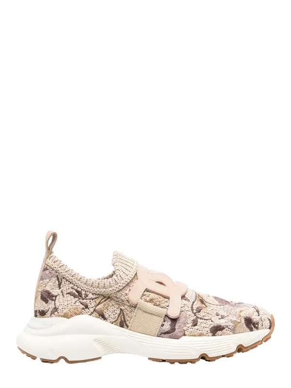 TOD'S Floral-embroidered Slip-on Sneakers - Neutrals