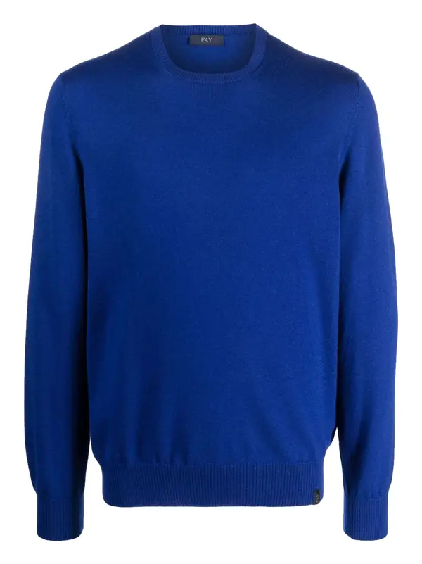 FAY Crew-neck Wool Jumper - Blue