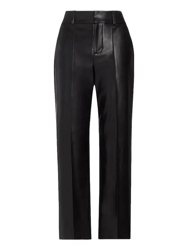 Alice + Olivia Ming Pleated Faux Leather Pants - Black