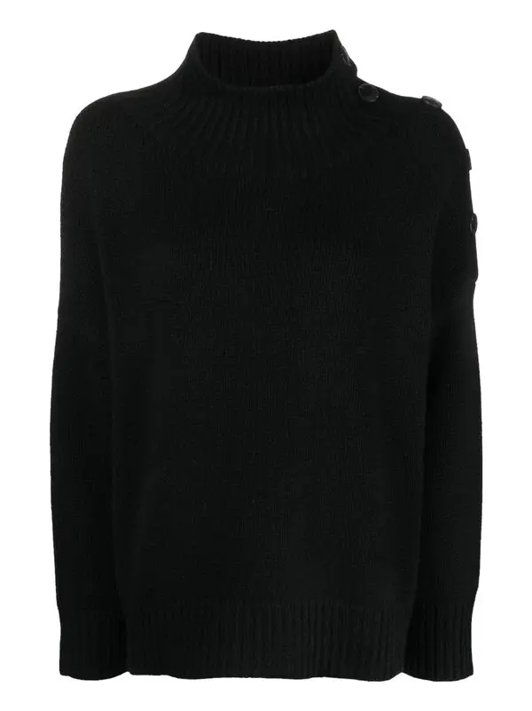 YVES SALOMON Button-detailed Knitted Jumper - Black