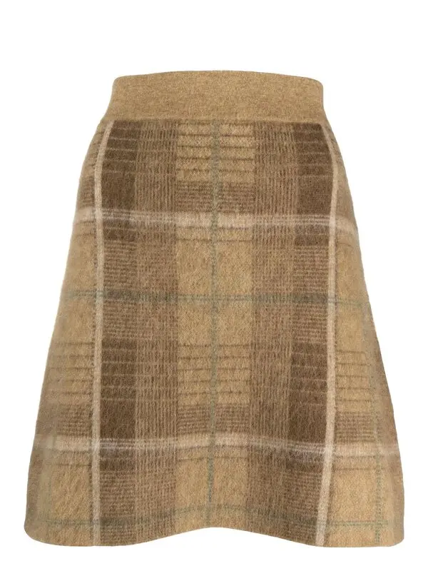 Polo Ralph Lauren Checked Intarsia-knit Skirt - Neutrals