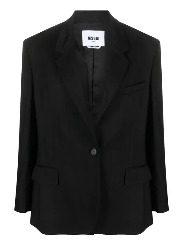 MSGM Notched-lapels Single-breasted Blazer - Black