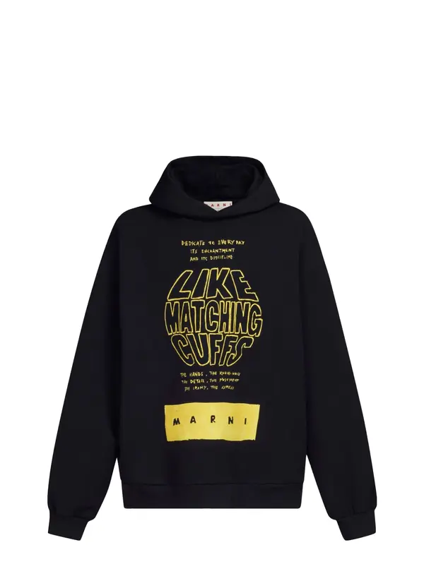 Marni Slogan-print Cotton Hoodie - Black