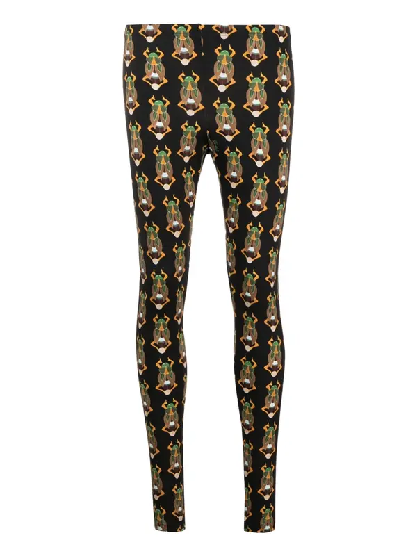 La DoubleJ Graphic-print Elasticated-waist Leggings - Black