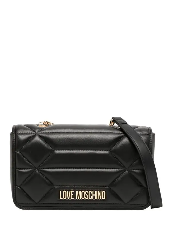 Moschino Kaleidoscope Quilted Leather Shoulder Bag - Black