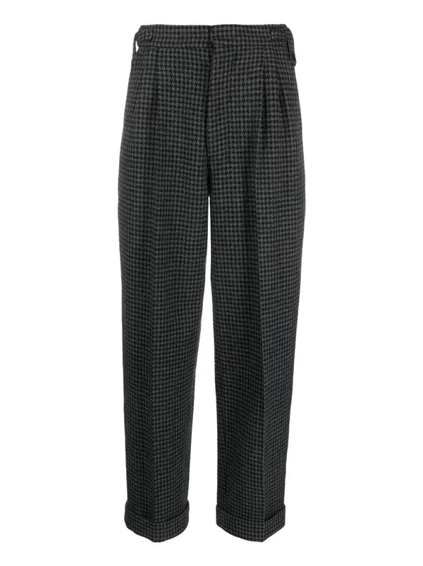 Nanushka Houndstooth-pattern Cropped Trousers - Black