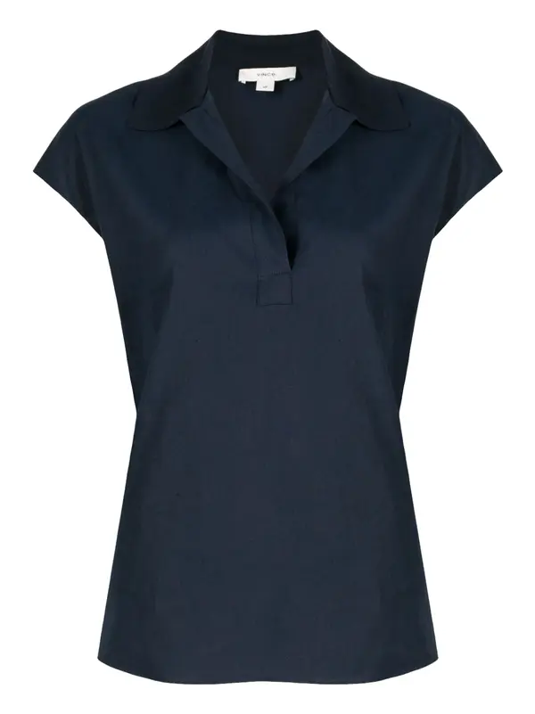 Vince Cap-sleeve Polo Shirt - Blue