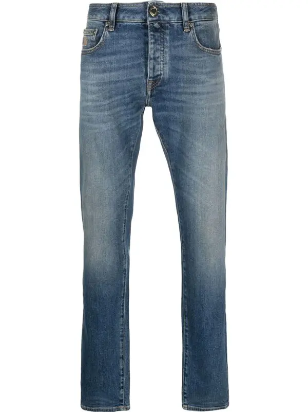 MOORER Stonewashed Mid-rise Jeans - Blue