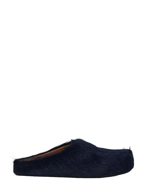 Marni Long-hair Calfskin Fussbett Sabot Shoes - Black