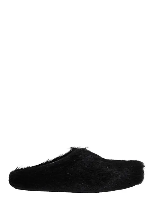 Marni Long-hair Calfskin Fussbett Sabot Shoes - Black