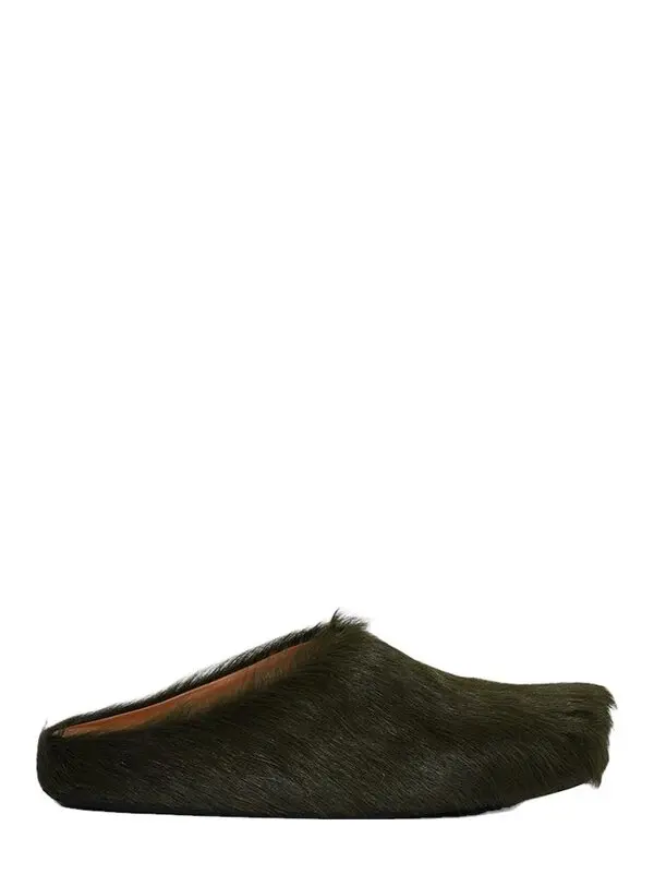 Marni Long-hair Calfskin Fussbett Sabot Shoes - Green