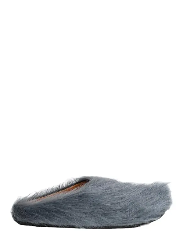 Marni Long-hair Calfskin Fussbett Sabot Shoes - Light  Blue