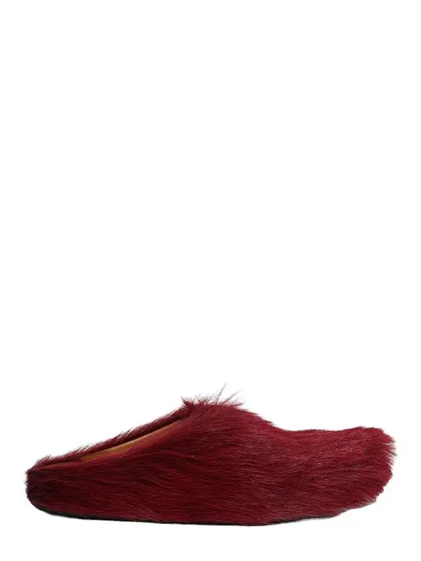 Marni Long-hair Calfskin Fussbett Sabot Shoes - Red