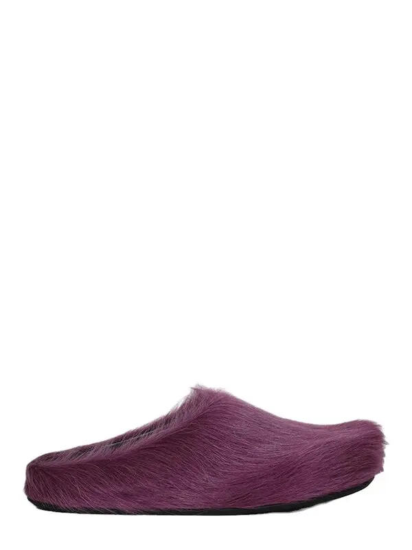 Marni Long-hair Calfskin Fussbett Sabot Shoes - Violet