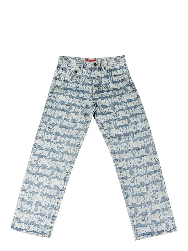 Supreme Fat Tip Jacquard Regular Jean - Blue
