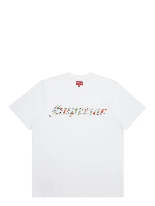Supreme Floral Appliqué Short-sleeve Top - White