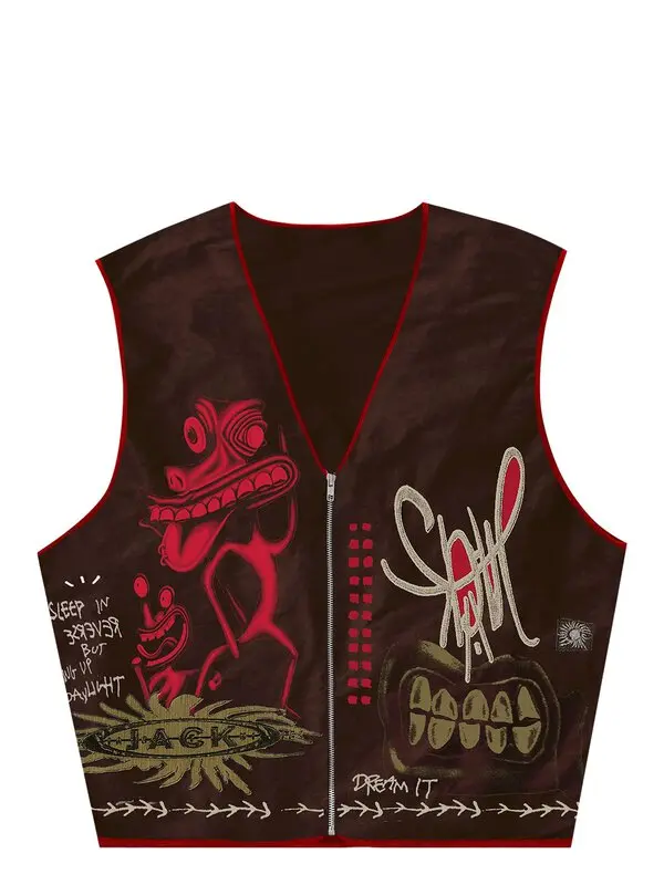 CACTUS JACK BY TRAVIS SCOTT Sleeveless Zip Up Vest - Brown