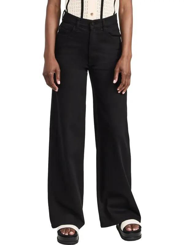 DL1961 Hepburn Wide Leg High Rise Jeans - Jet Black