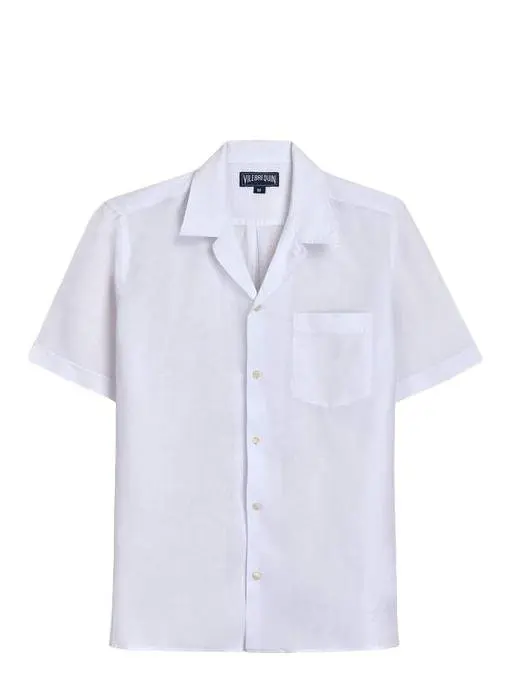 Vilebrequin Bowling Linen Shirt Solid Shirt Charli - White