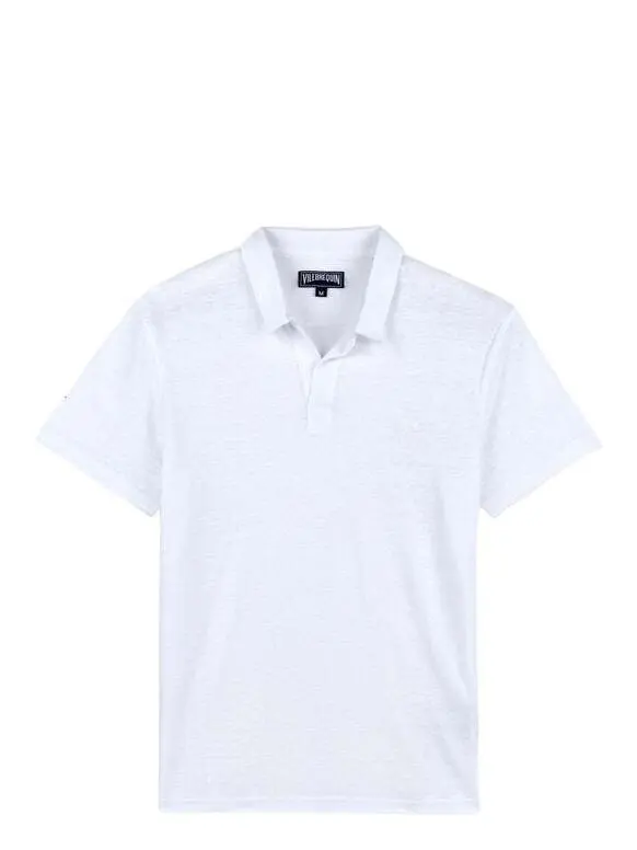 Vilebrequin Linen Jersey Polo Solid Polo Pyramid - White