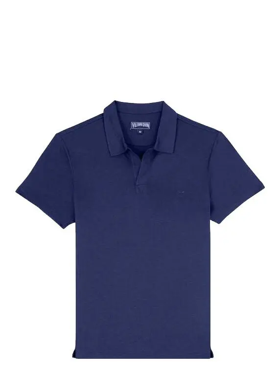 Vilebrequin Tencel Polo Shirt Solid Polo Pirinol - Blue