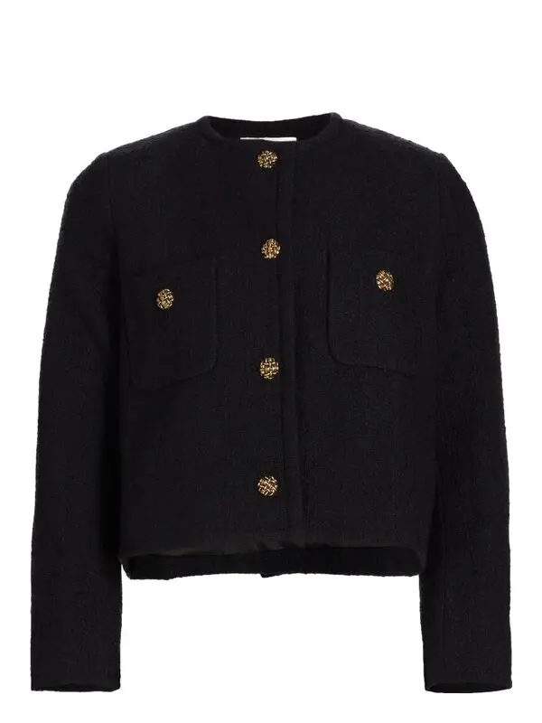 Ba&sh Meredith Tweed Cotton-blend Jacket - Noir