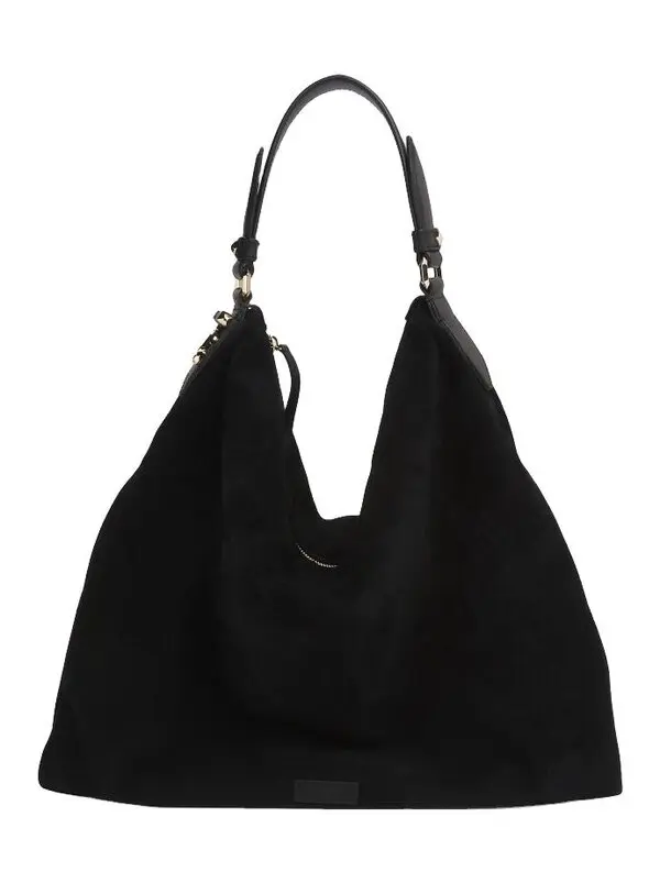 JIMMY CHOO Ana Suede Hobo Bag - Black
