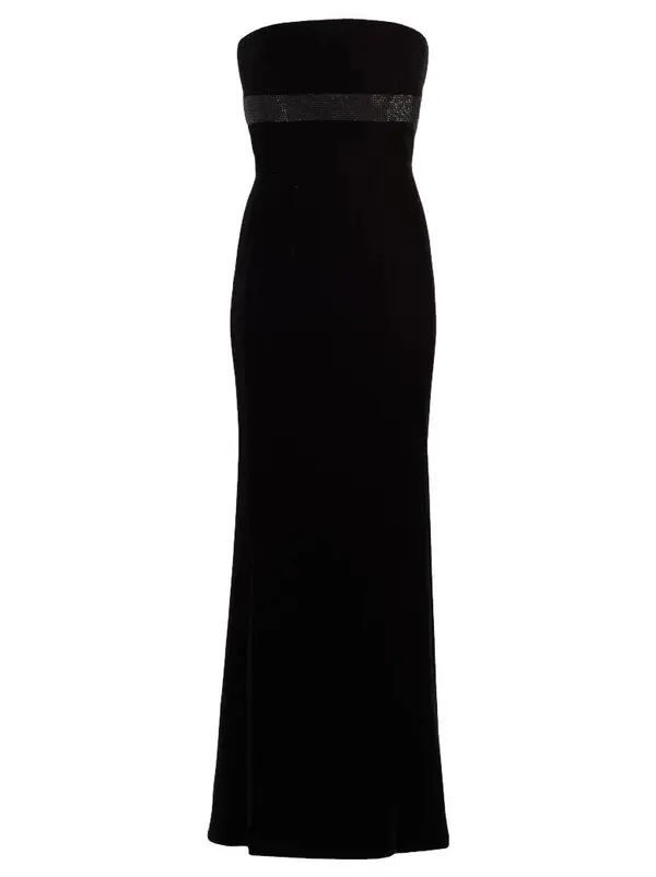 Giorgio Armani Crystal-embellished Velvet Strapless Gown - Printed