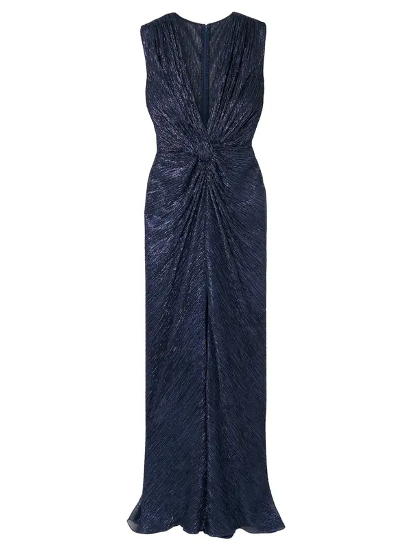 Costarellos Mireille Metallic Plissé-jersey Gown - Purple