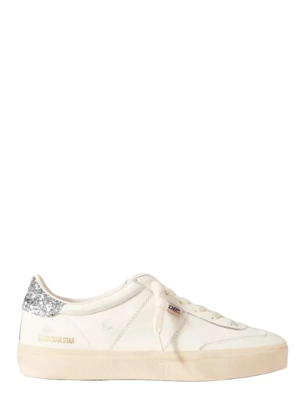 GOLDEN GOOSE Soul-star Distressed Leather Sneakers - White