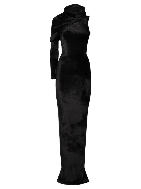Alaïa Convertible Chenille Gown - Black