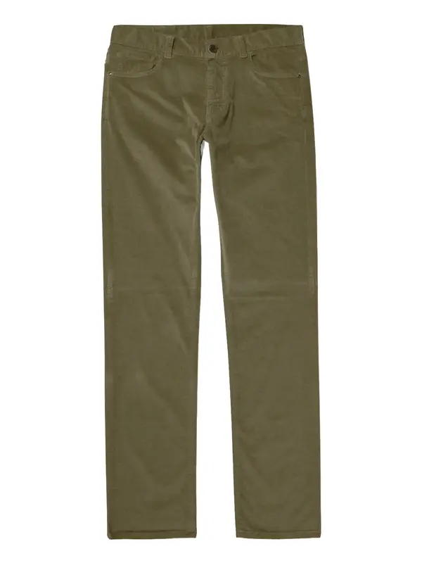 Canali Slim-fit Stretch-cotton And Modal-blend Corduroy Trousers - Green