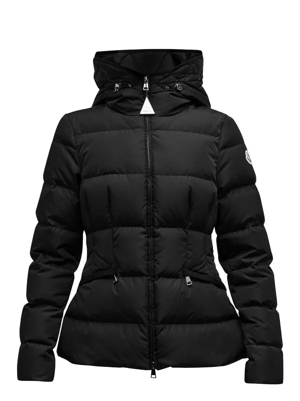 Moncler Avoce Hooded Puffer Jacket With Elastic Belt - Black