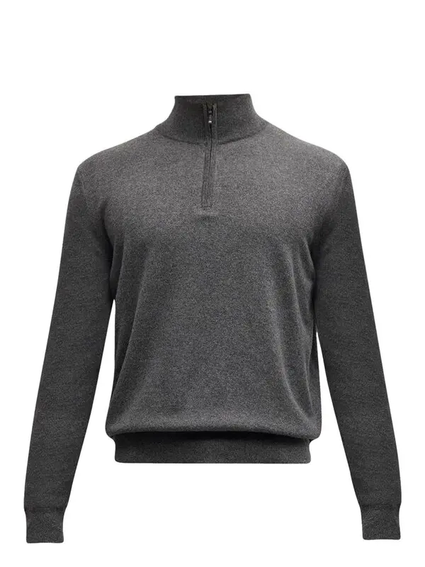 Loro Piana Mezzocollo Baby Cashmere Quarter-zip Sweater - Grey Melange