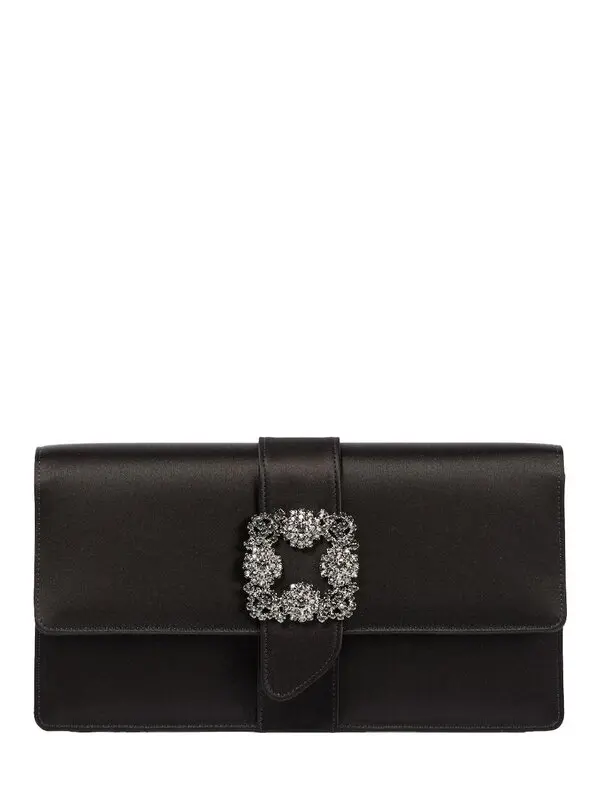 Manolo Blahnik Embellished Satin Clutch - Black