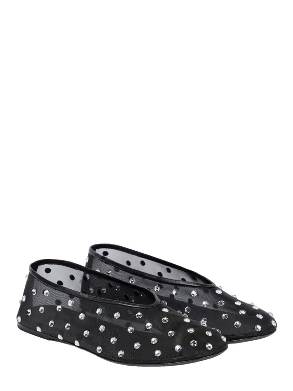 Khaite Marcy Crystal-embellished Ballet Flats - Black