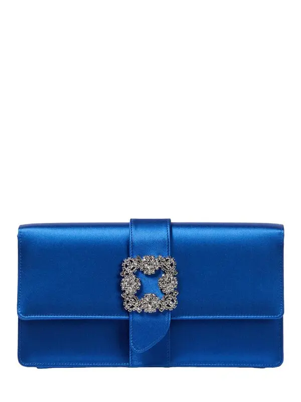 Manolo Blahnik Capri Embellished Satin Clutch - Blue