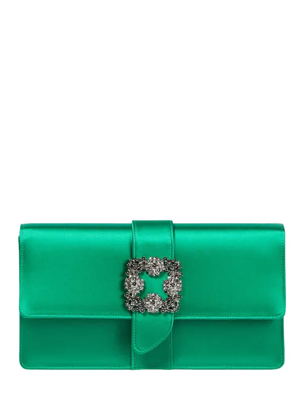 Manolo Blahnik Capri Embellished Clutch - Green