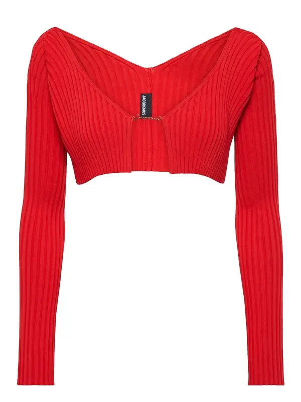 Jacquemus La Maille Pralù Cropped Cardigan - Red