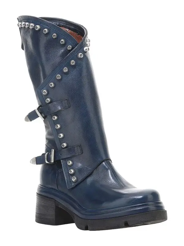 A.S.98 Easton Studded Leather Boots - Distressed Ocean