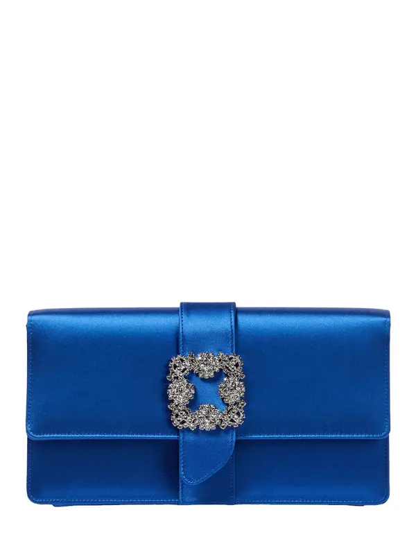 Manolo Blahnik Capri Embellished Satin Clutch - Blue