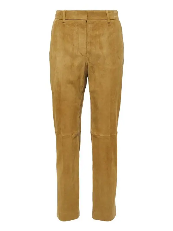 JOSEPH Coleman Cropped Suede Pants - Beige
