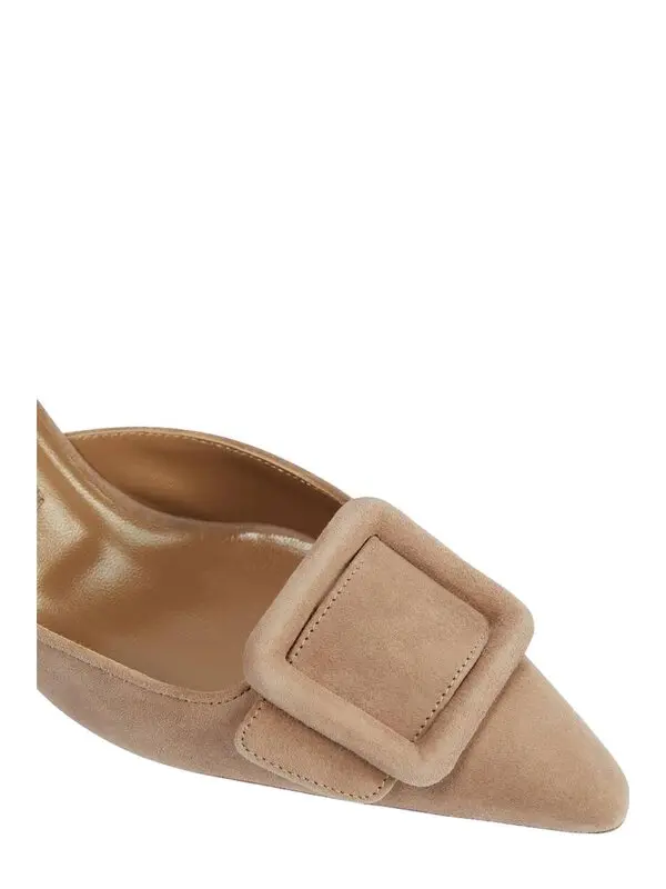 Manolo Blahnik Maysale 70 Suede Mules - Brown